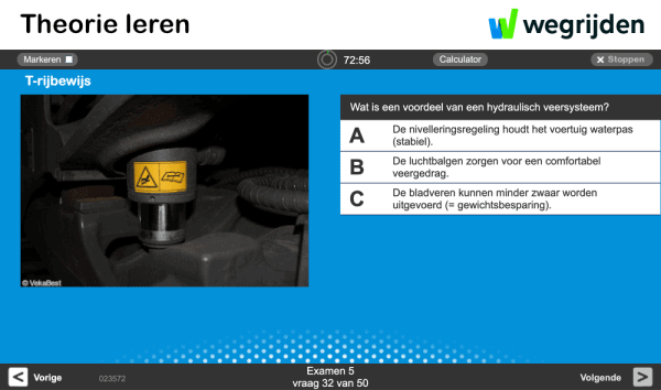 Trekker theorie examen oefenen voor een geslaagde examen